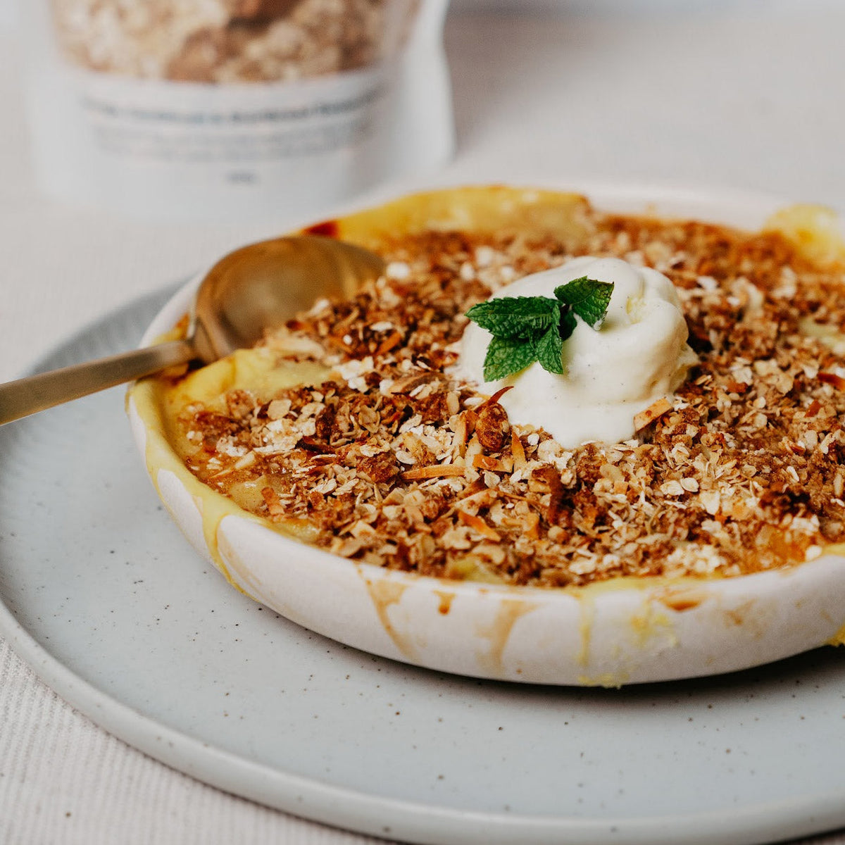 Peach & Custard Crumble — Pepper & Me